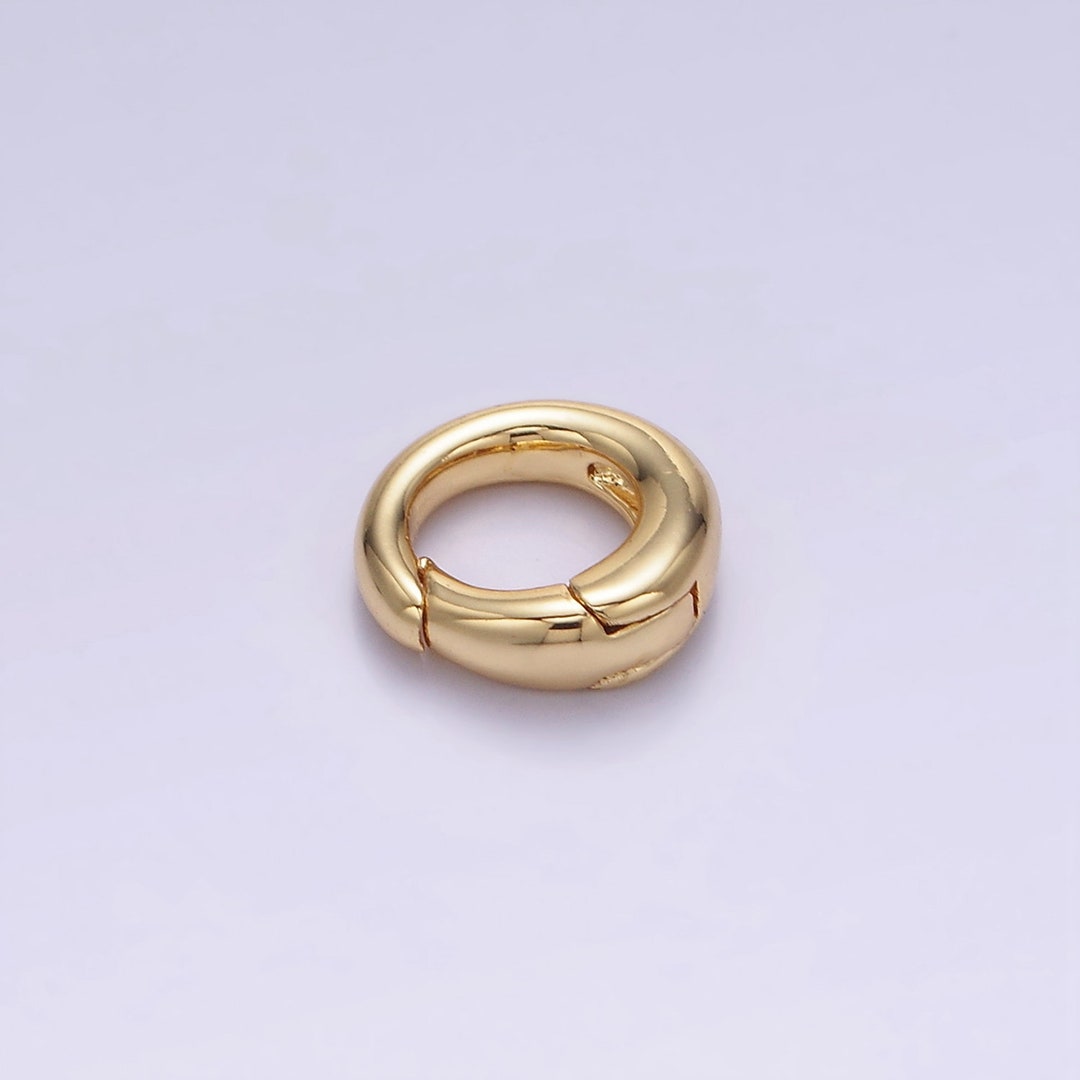 Tiny Gold Spring Gate Ring, Push Gate Ring Mini Oval Ring Charm Holder ...