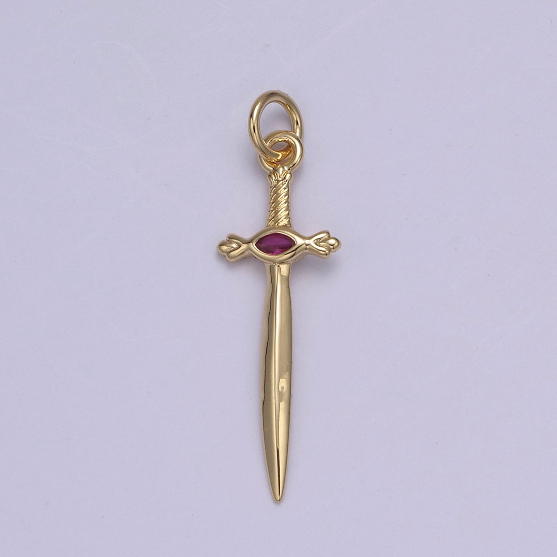 Dainty Sword Inlay CZ Gemstone With 4 Color Option Dagger - Etsy