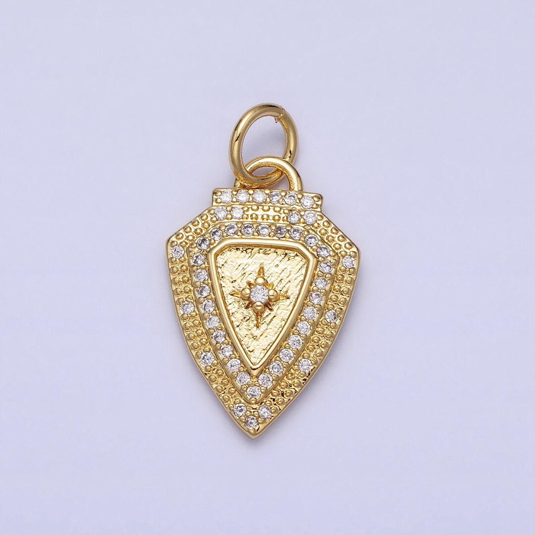 Mini Gold Plated Shield Charm Cubic North Star Charm for Necklace ...