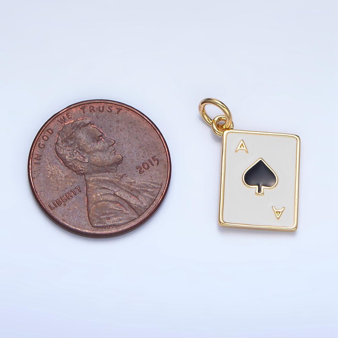 Dainty 24k Gold Filled Heart Ace Playing Card Charm Ace of Spade Poker ...