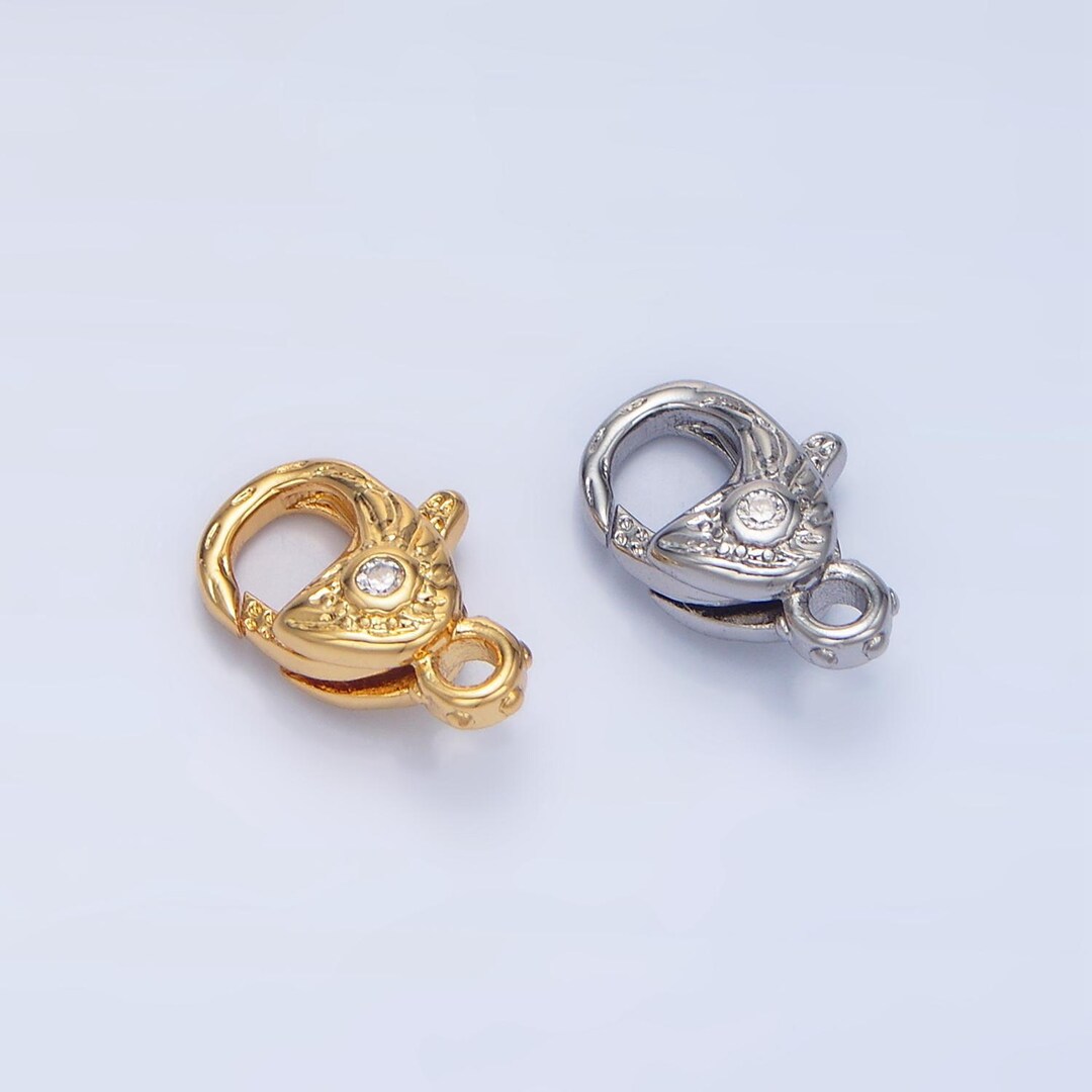 Mini 24k Gold Filled Artisan Rustic Lobster Clasps With Clear Cz for ...