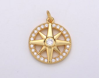 Gold Compass Charm - Etsy