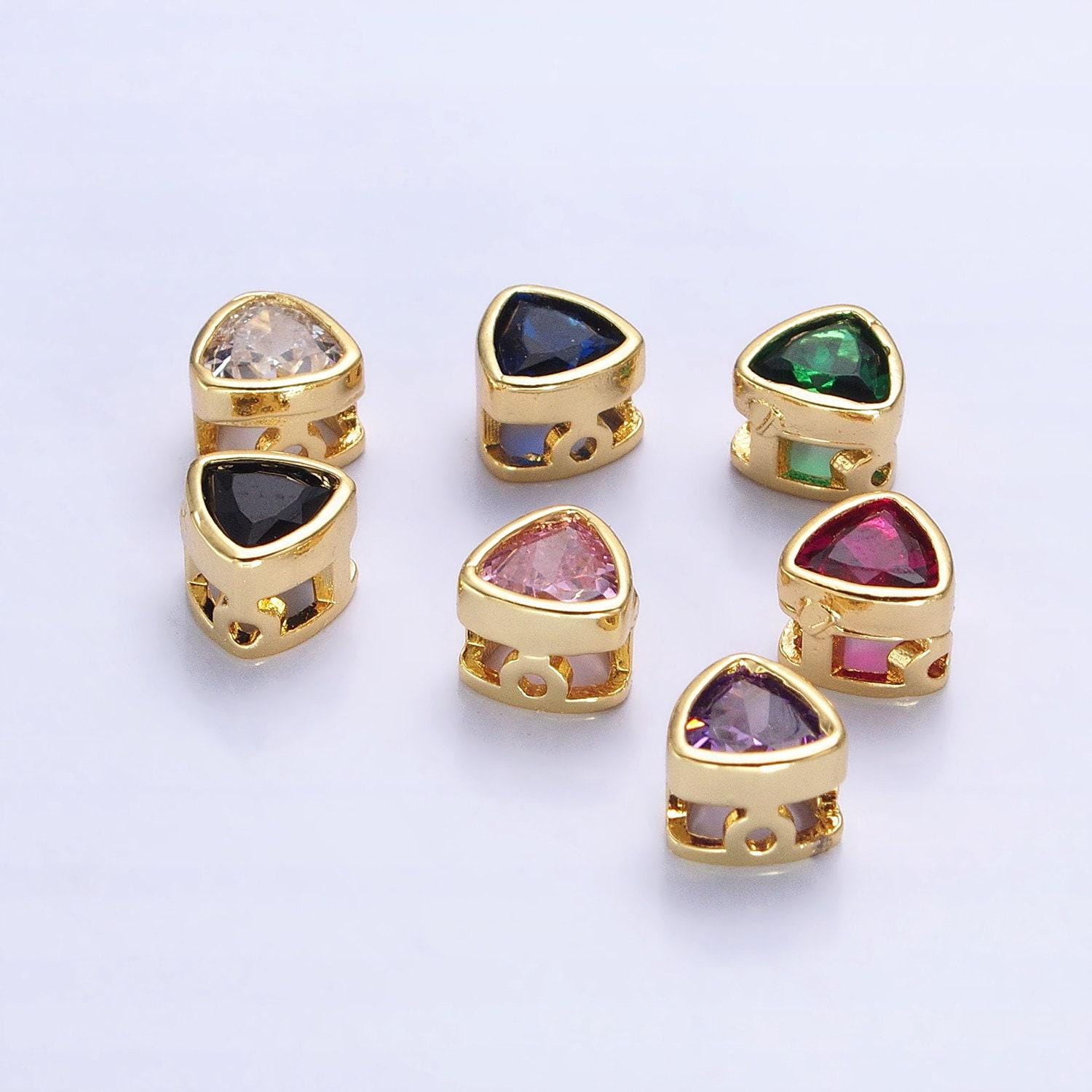 7mm Gold Plated Dainty Cz Triangle Spacer Bead, Gold Geometric Spacer ...
