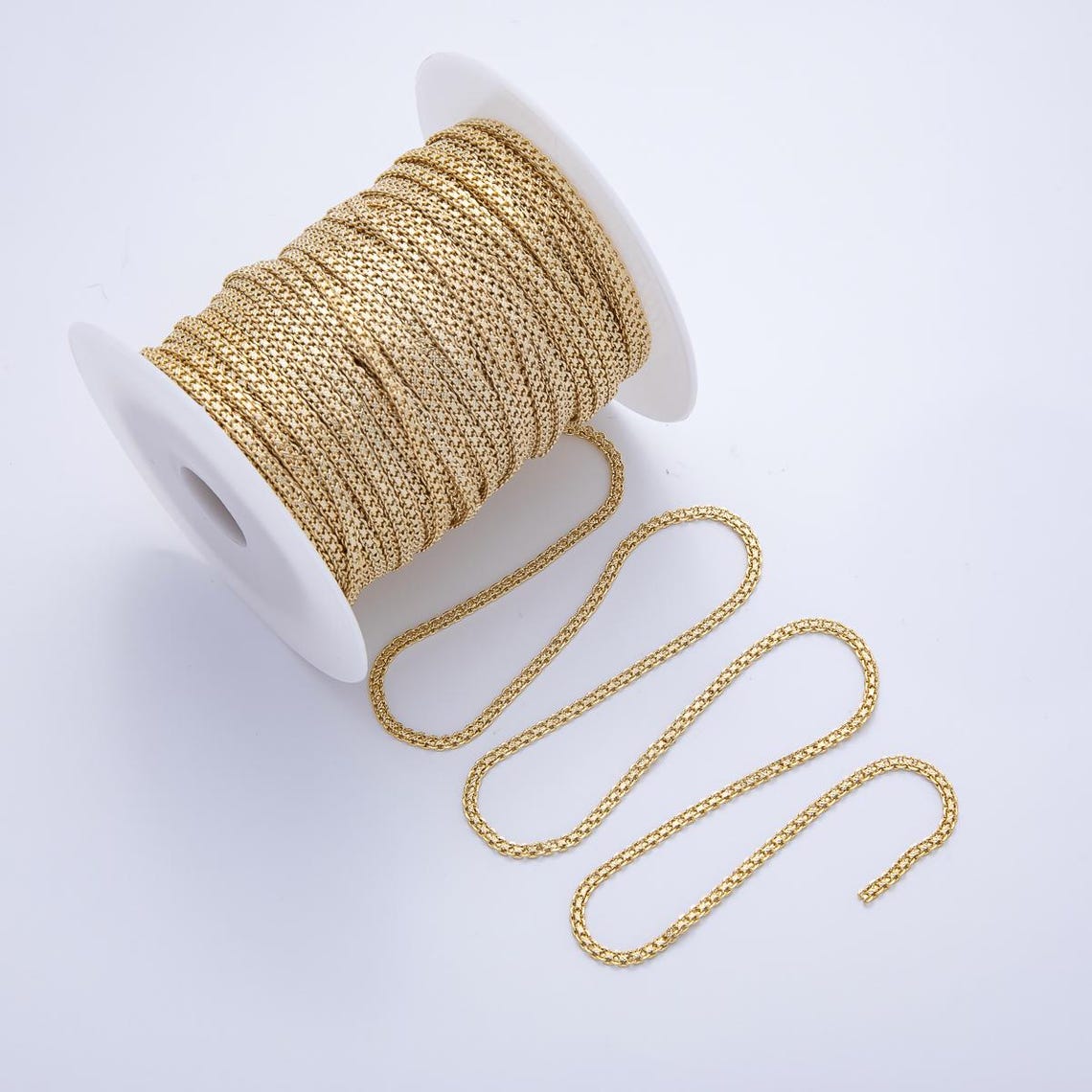 18k Gold Filled Unfinished Textured Cable Chain, Cable Link Roll by ...