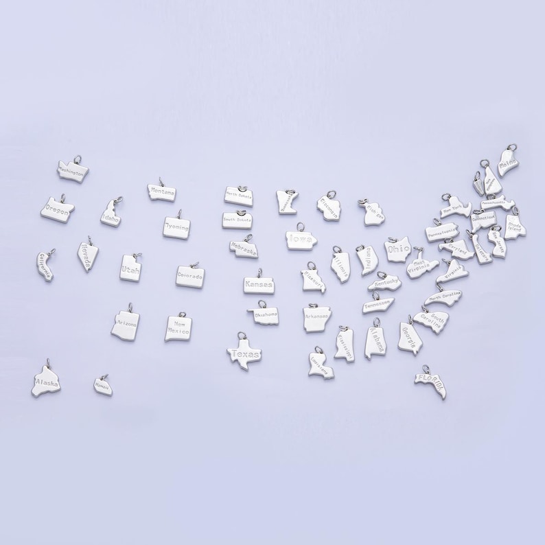 Mini Silver State Charms Tiny Home State Charm for Bracelets and ...