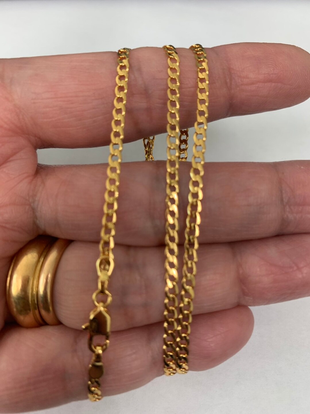 1pc 17.8'' Ready to Use 24K Gold Cuban Curb Necklace Chain, Layering ...