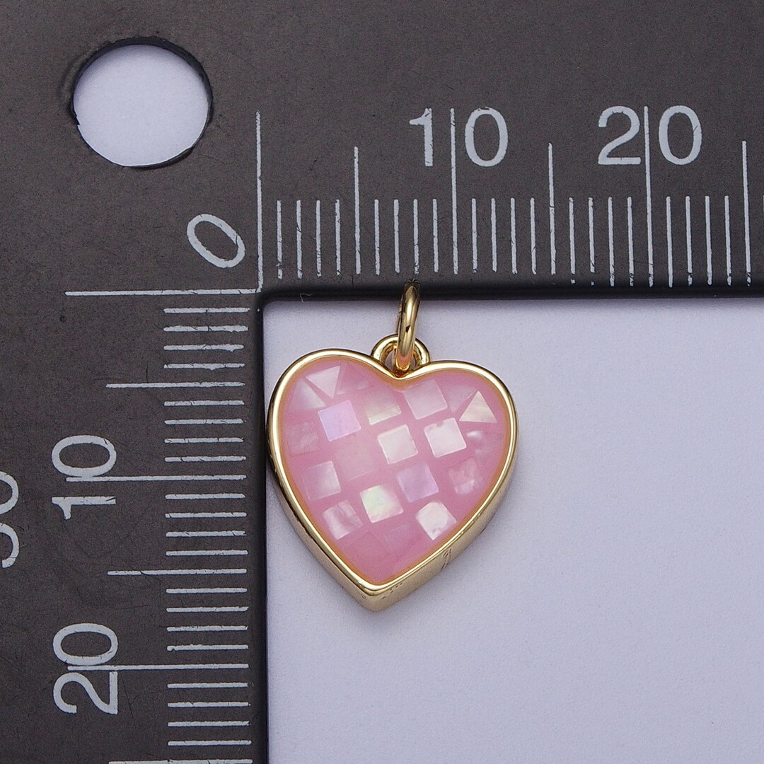 Dainty Pink Heart Charm White Pink Shell Heart Pendant for Minimalist ...