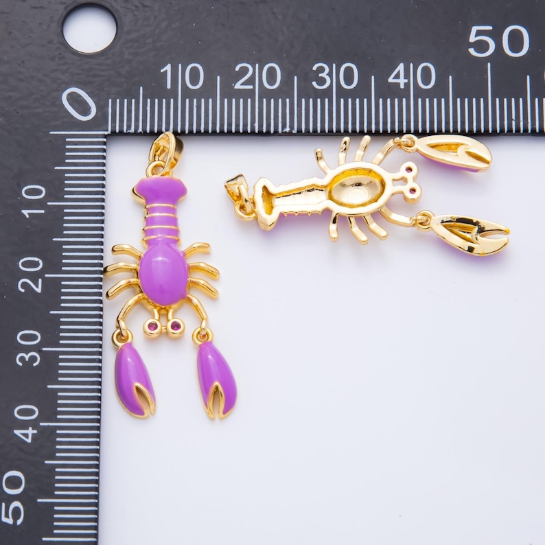 Move Claw Red Lobster Charms 18K Gold Filled Enamel Lobster Pendant Sea ...