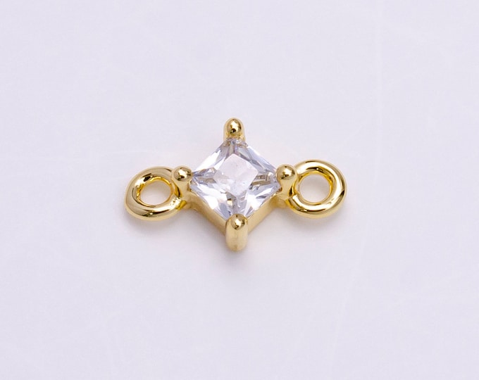 Mini Diamond Cubic Zirconia Charm Connector 16K Gold Filled - Etsy