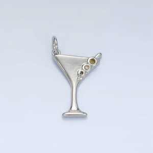 Dainty Martini Glass Charms Cocktail Drink Charms With Green Olive Cz ...
