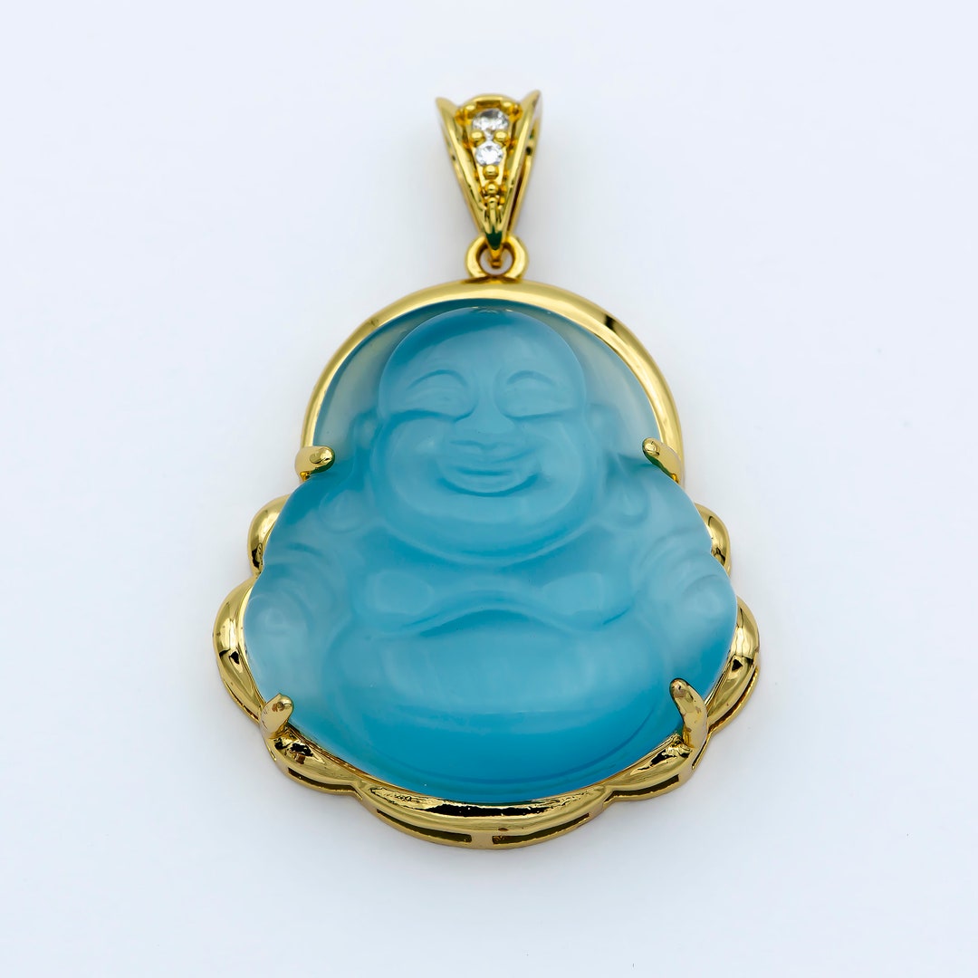 Blue Buddha Pendant 24K Gold Filled Black Buddha Pendant Laughing ...