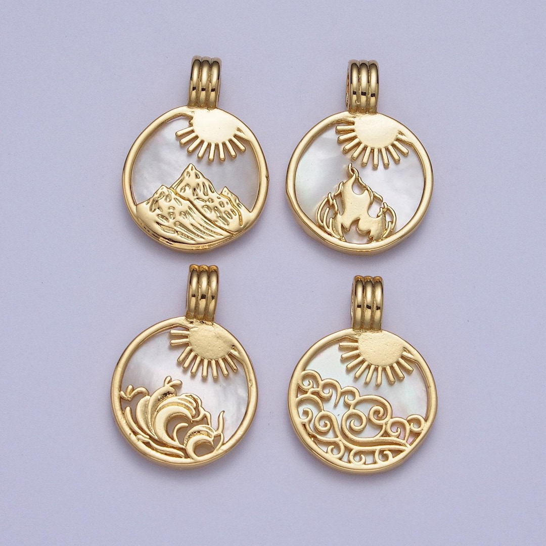 24k Gold Filled Element Collection: Gold Element Sun Ray Pendants, Fire ...