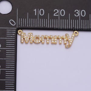 16k Gold Filled Mommy Script Micro Paved Cz Top Loop Connector in Gold ...
