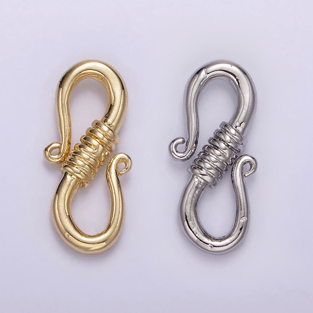 14K Gold Filled 15mm Curved Tied S-hook Clasps Closure Jewelry Supply ...