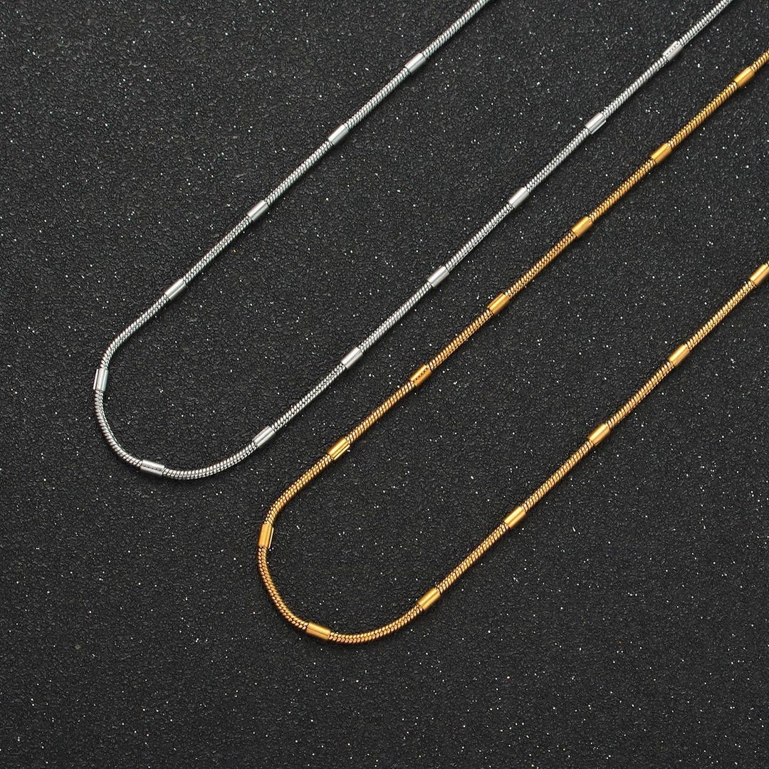 18 Inch Snake Tube Chain Stainless Steel Necklace in Gold & Silver | Wa ...