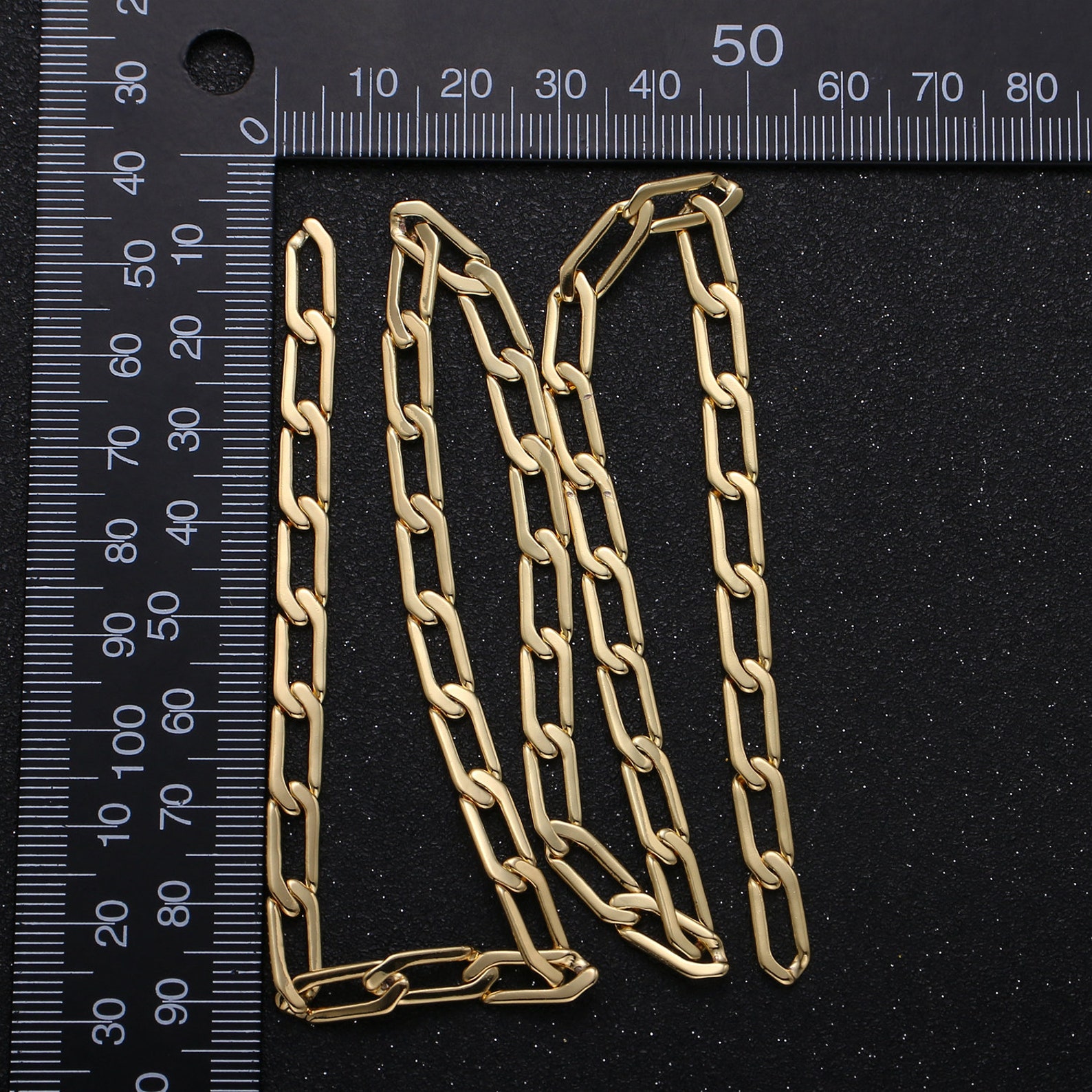 24K Gold Rolo Cable Paperclip Chain by Yard Link Cable Thick | Etsy