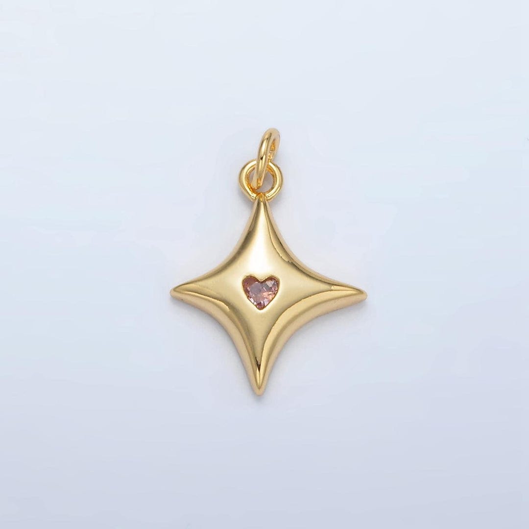 Mini Gold Star Charms 24k Gold Filled Star Pendant Cz Heart Charm ...