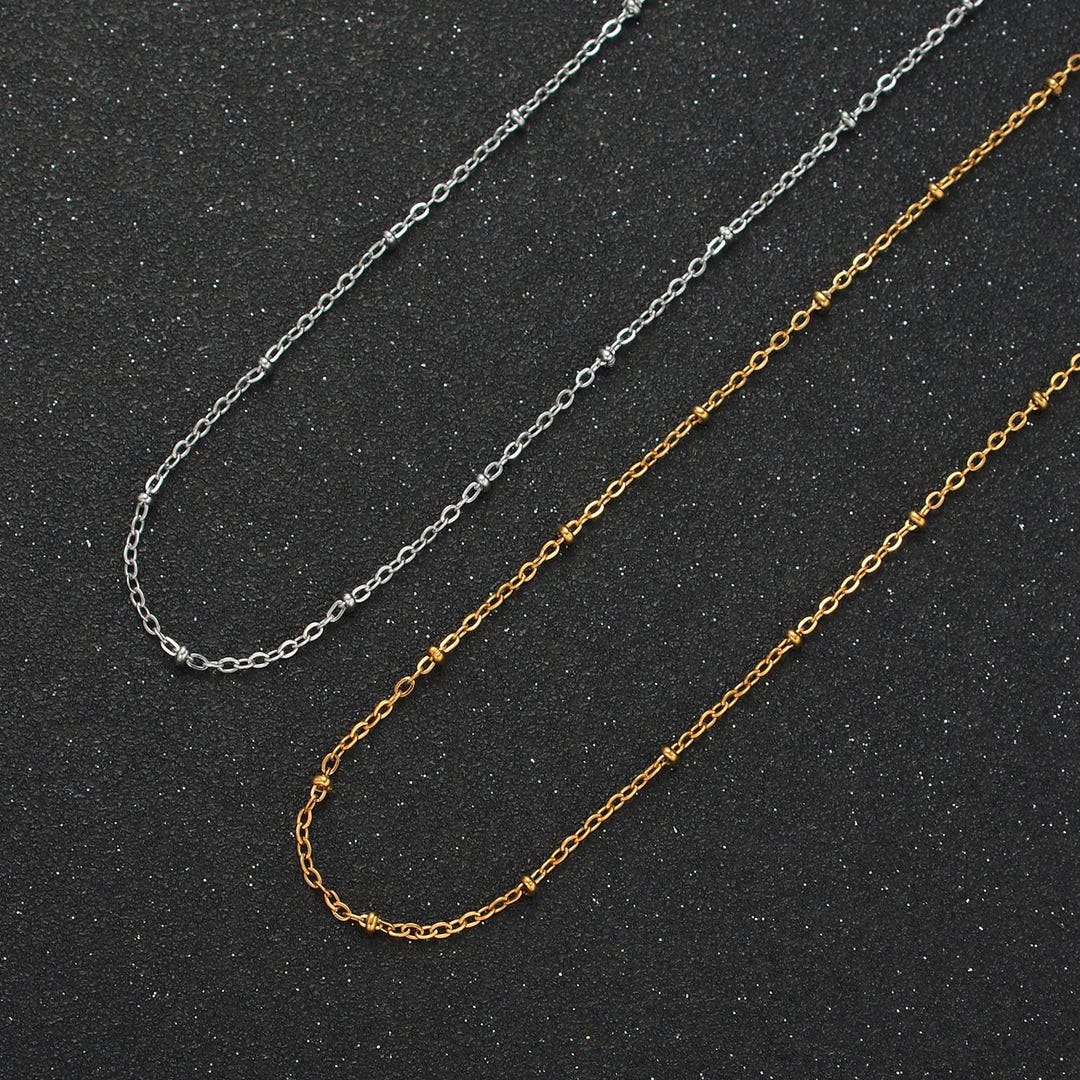 20 Inch Satellite Cable Chain Stainless Steel Necklace in Gold & Silver ...