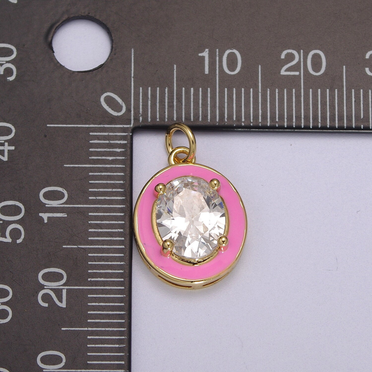 1pc Gold Oval Enamel Solitaire CZ Charms Cubic O Charm in - Etsy