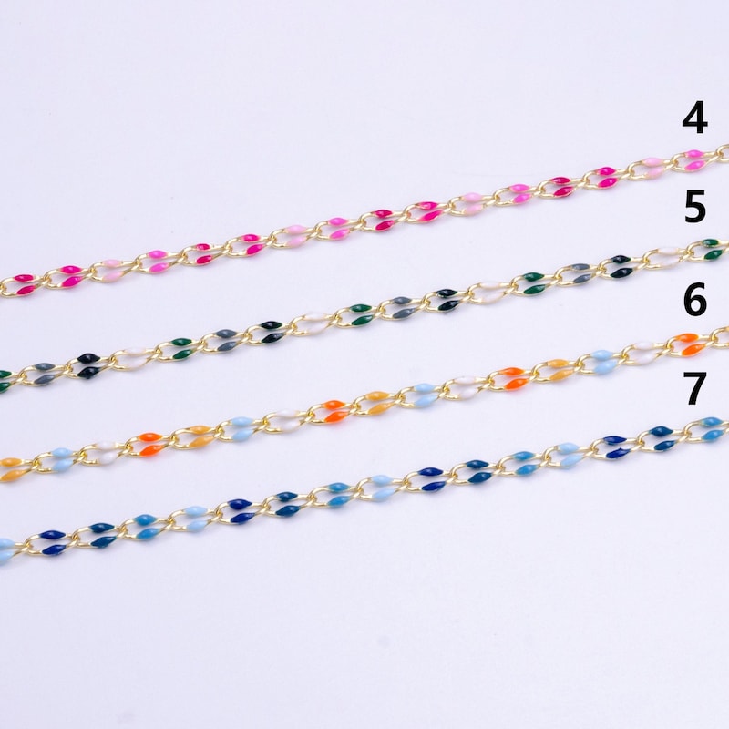 Gold Enamel Chain Brown - Etsy