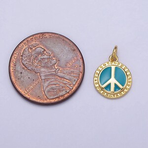 Mini Gold Peace Sign Symbol 16k Gold Filled Peace Sign Charm Turquoise ...
