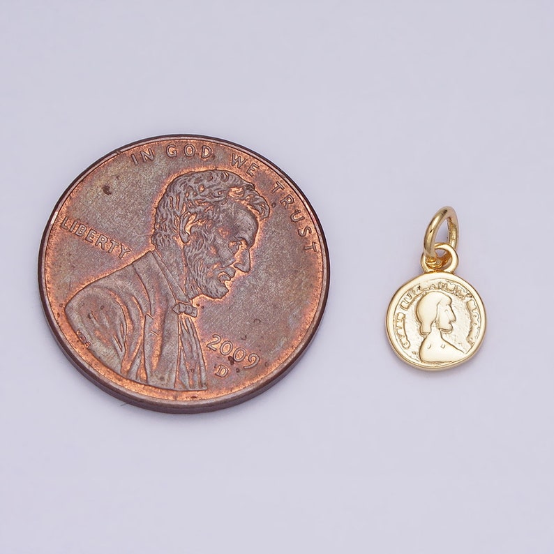 Dainty Tiny Penny Round Coin Medallion Pendant Charm for - Etsy