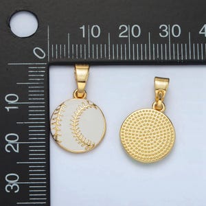 14k Gold Filed Softball Pendant Ball Charm Green Enamel Sport Ball ...