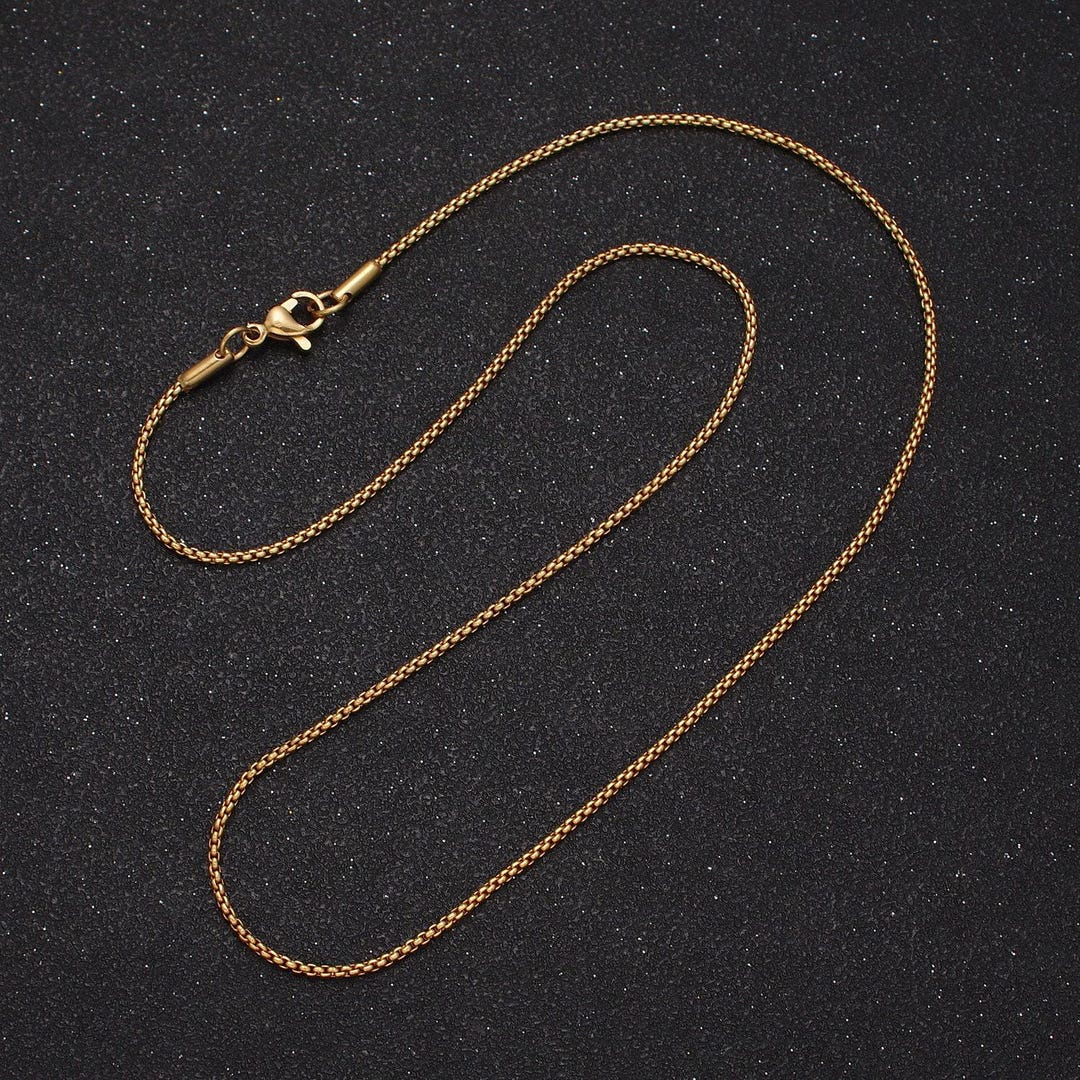 Dainty Stainless Steel Box Chain Necklace 1.2 Mm Gold Box Chain 17.7 ...