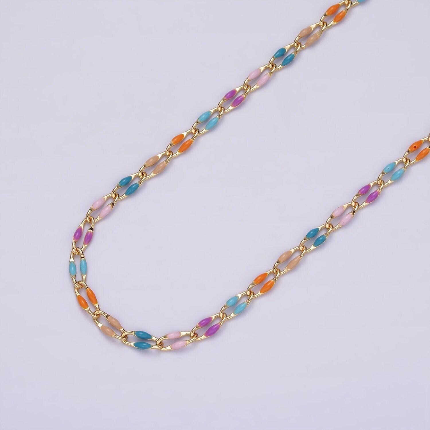 Dainty Enamel Chain Rainbow Seasonal Chain Permanent Jewelry Wholesale ...