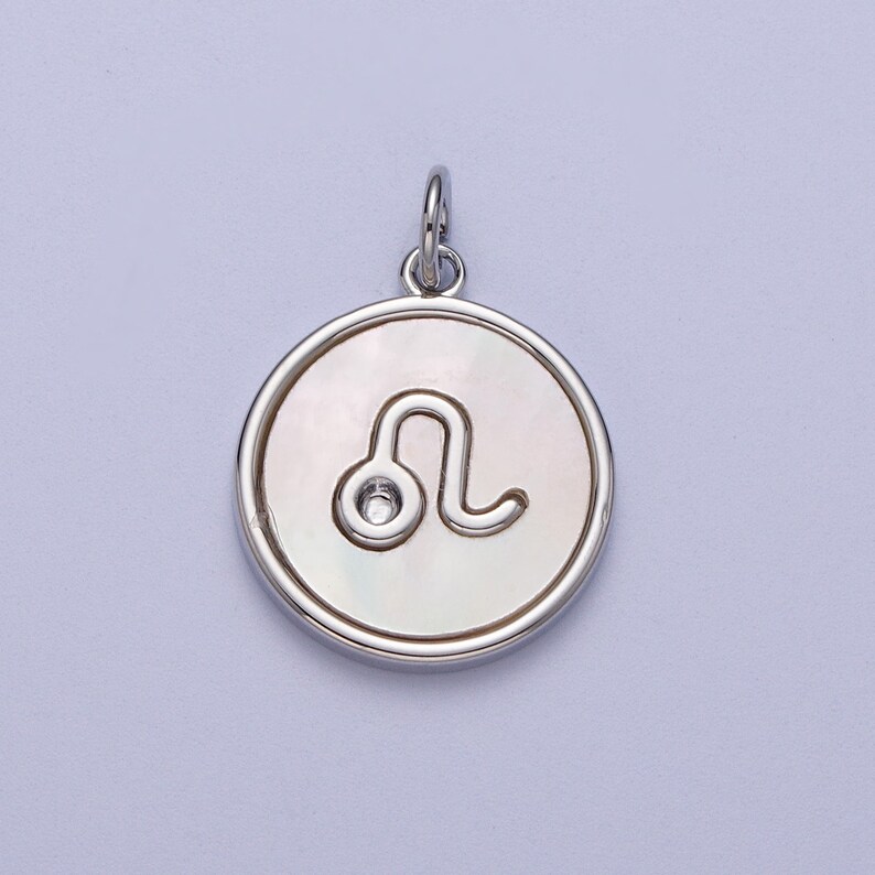 Shell Pearl Silver Zodiac Signs Medallion Pendant White Gold - Etsy