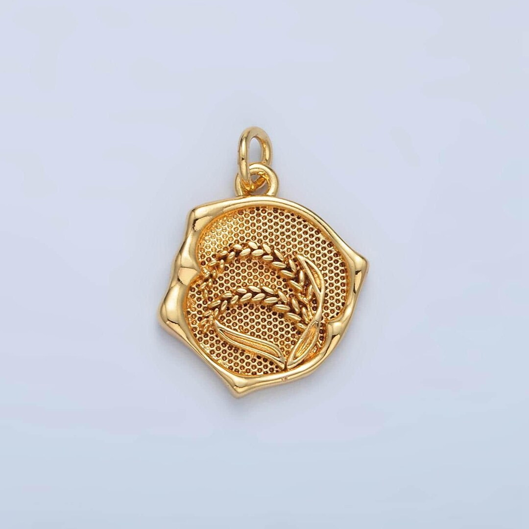 Wheat Charm Gold Filled Over Brass Dainty Crops Rice Harvest Vegan ...