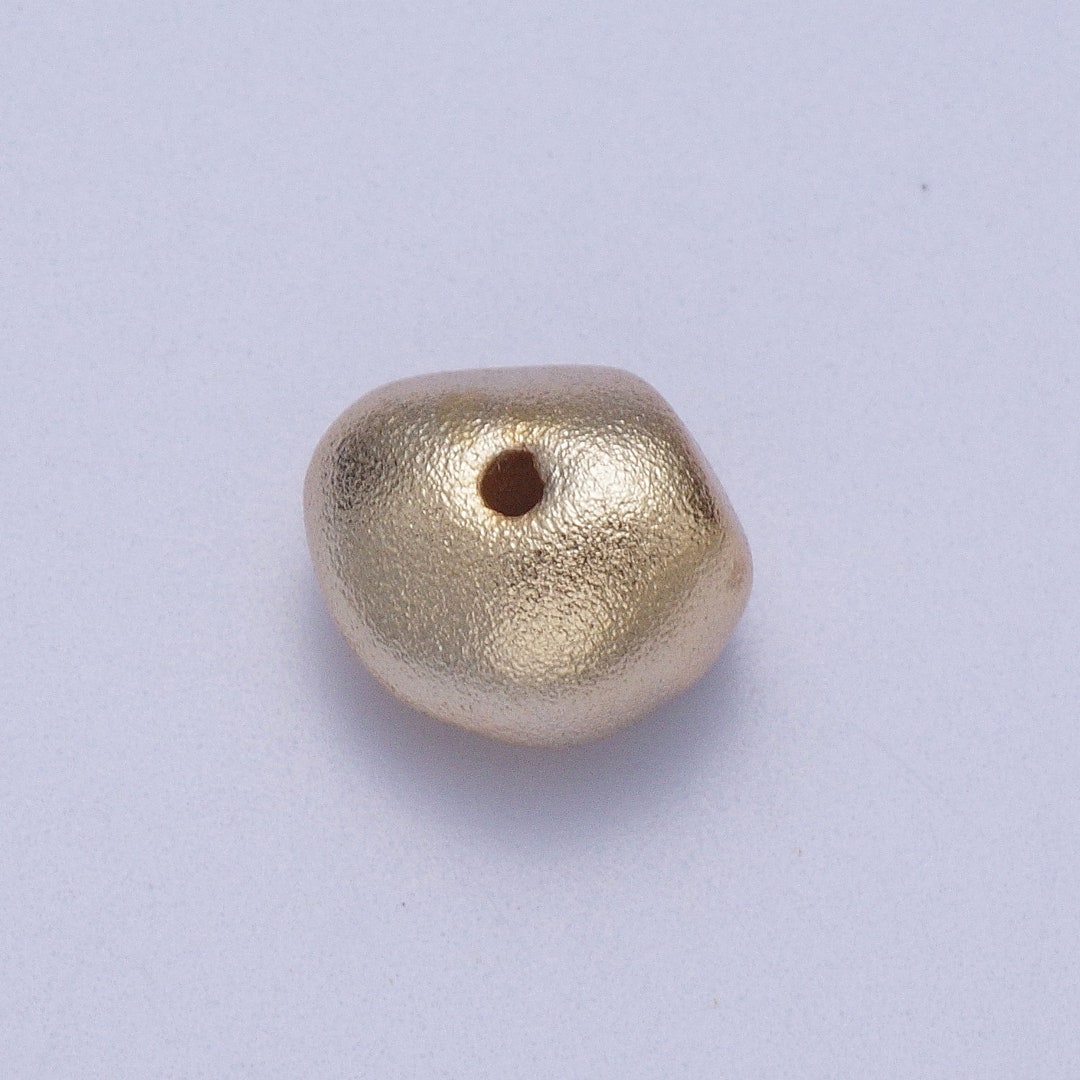 20x Matte Gold Plated Bean Shape Beads, 8.6 X 7.5 Mm Gold Nugget Beads ...