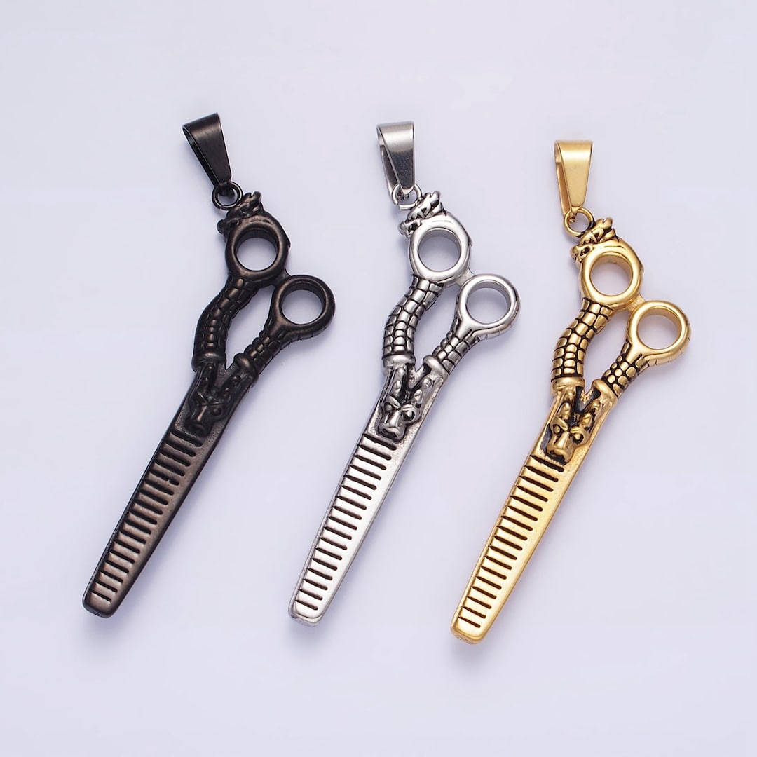 Stainless Steel Gold Black Silver Scissor Pendant Charm Big Scissor ...