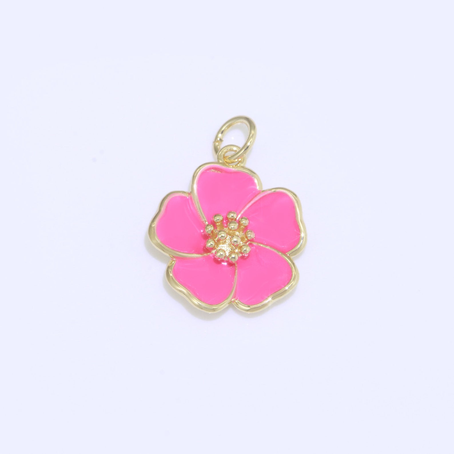 Dainty Hibiscus Charm Tropical Flower Gold Filled Enamel Charm - Etsy