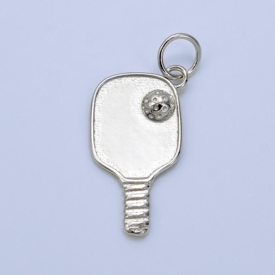Dainty Pickle Ball Charm in 925 Sterling Silver Pendant Sports Paddle ...