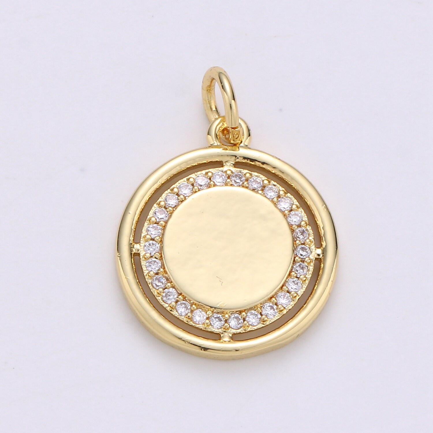 Gold Round Circle Charm Medallion Coin Round Geometric Charm | Etsy