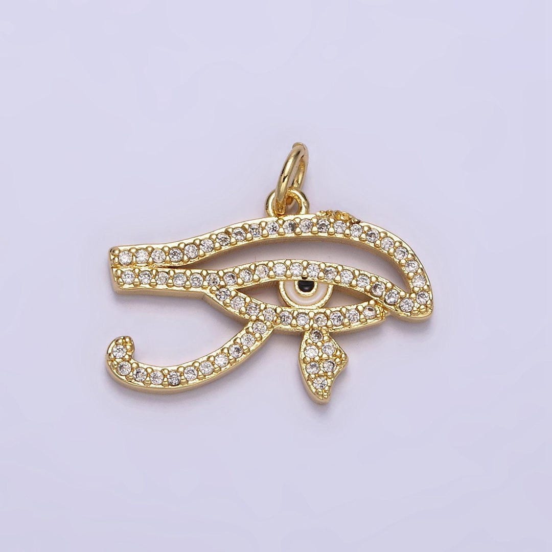24k Gold Filled Eye of Ra Charm, Micro Pave Eye of Horus Pendant Cubic ...