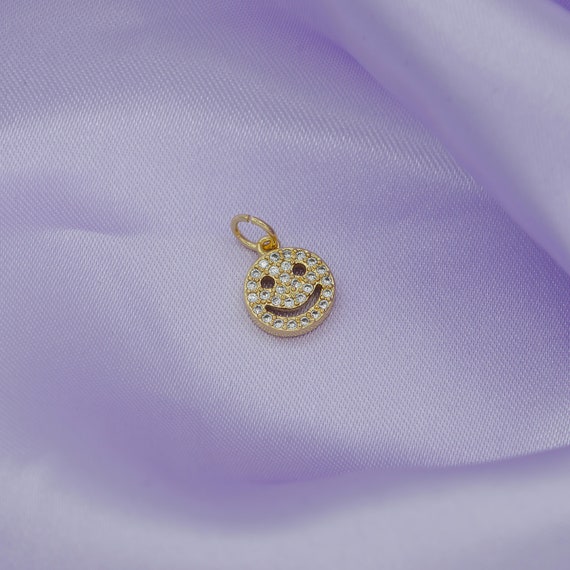 Cubic Happy Face Charm Gold Smile Face Charms Emoticon Tiny - Etsy