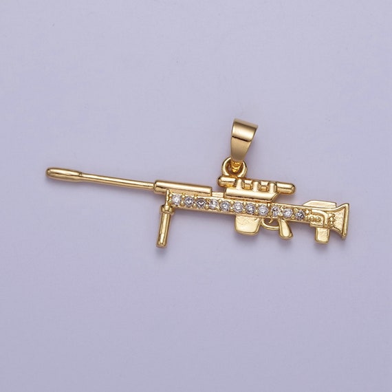Gold Sniper Gun Rifle Pendants J-443 | Etsy