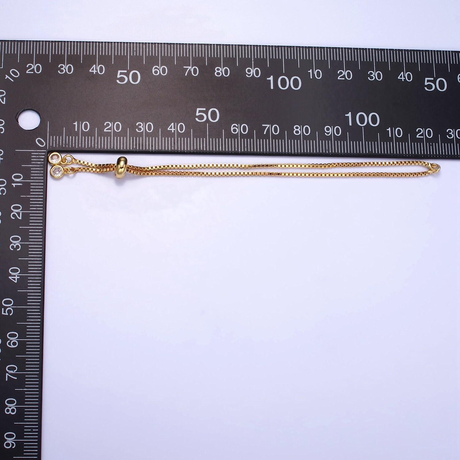 Adjustable Box Gold Chain 14k Gold Filled Slider Bracelet Half Finished ...