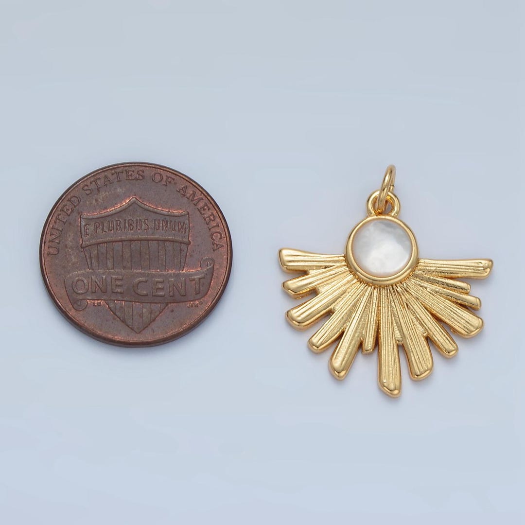 24K Gold Filled Bohemian Pearl Sun Pendant Necklace, Sunray Charm ...