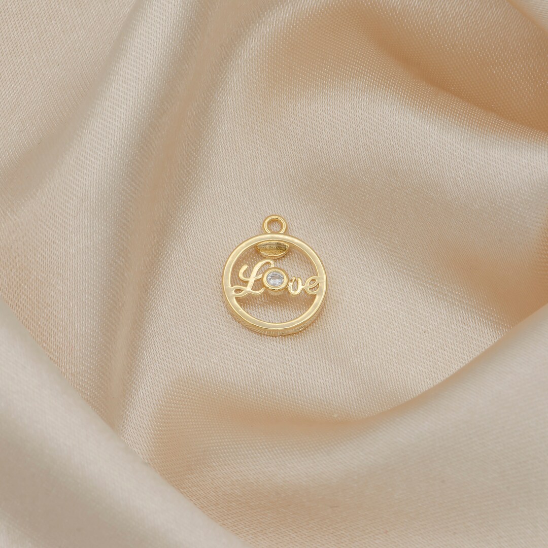 Mini Gold Love Cursive Circle Coin Outline Love Charm, Best Friends ...
