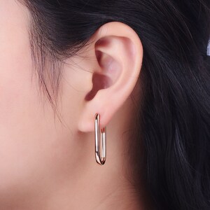 Dainty Gold Filled Oblong Rectangle Hoop Earring, Gold U Shape Huggie ...