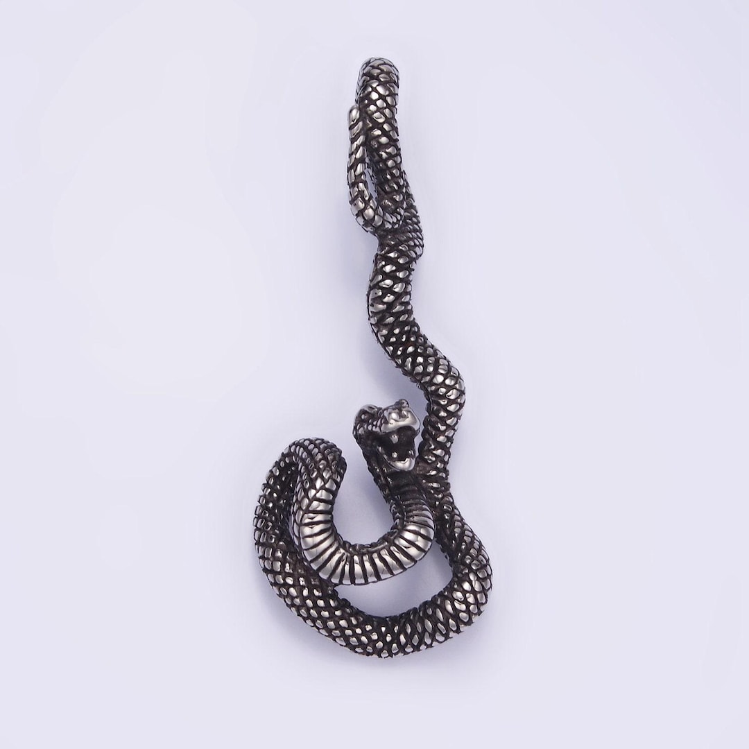 Dark Stainless Steel 58mm Snake Slither Serpent Textured Pendant ...