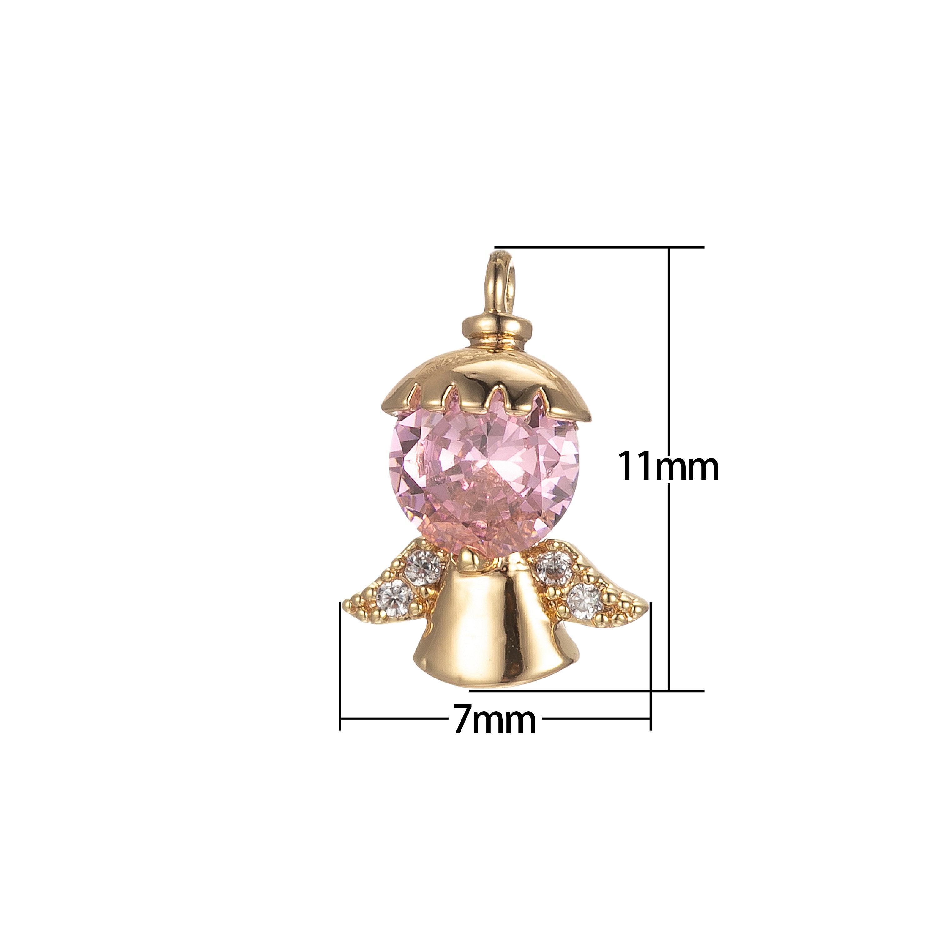 Gold Tiny Angel Charm Tiny Angel Pendant Cubic Angel Charm | Etsy