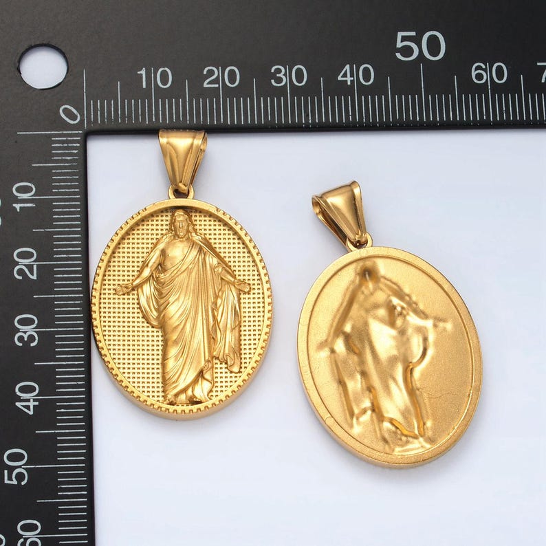 Gold Stainless Steel Resurrected Jesus Pendant Risen Jesus Religious ...