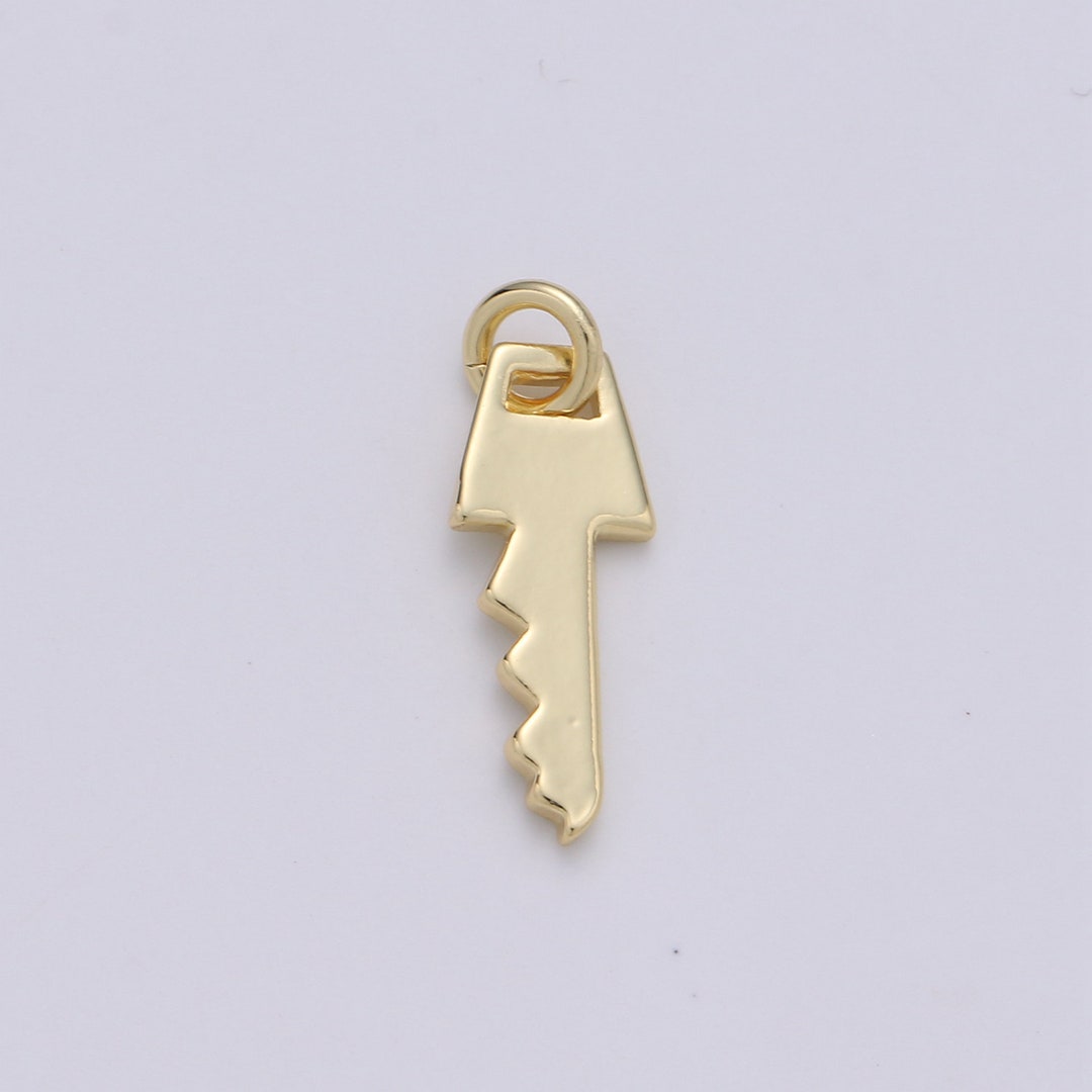 1pc 14k Gold Key Pendant Charm, Dainty Key Pendant Charm, Lock Pendant ...