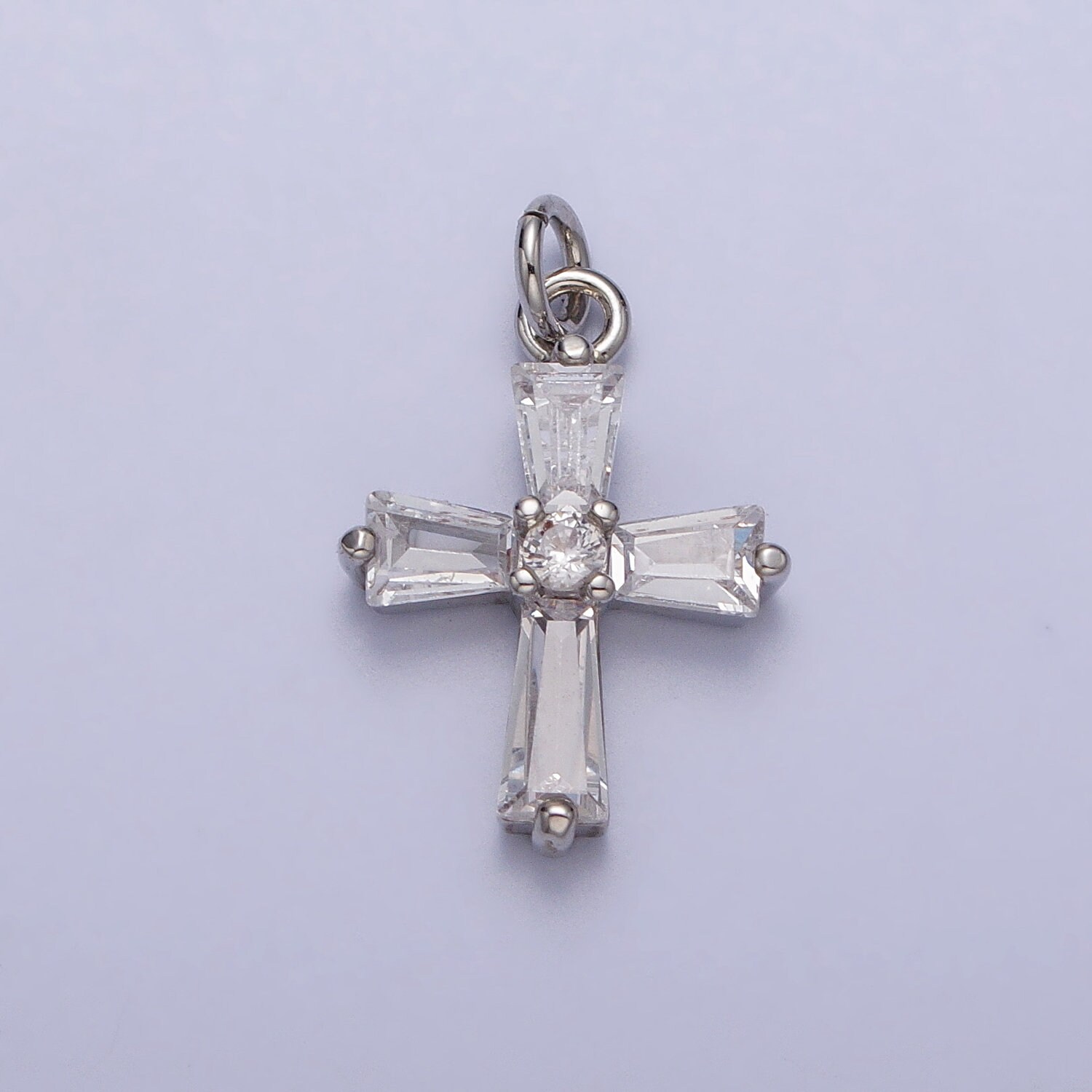 Mini Cross Charm 16k Gold Plated Baguette CZ Religious Pendant - Etsy