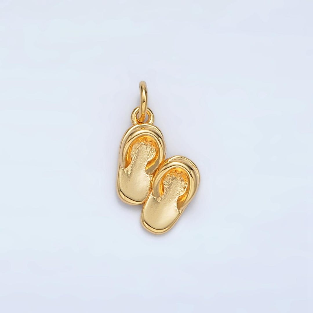 Mini Gold Sandal Charms Dainty Flip Flop Pendants for Bracelet Charm ...