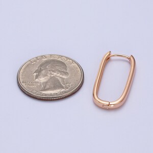 Dainty Gold Filled Oblong Rectangle Hoop Earring, Gold U Shape Huggie ...